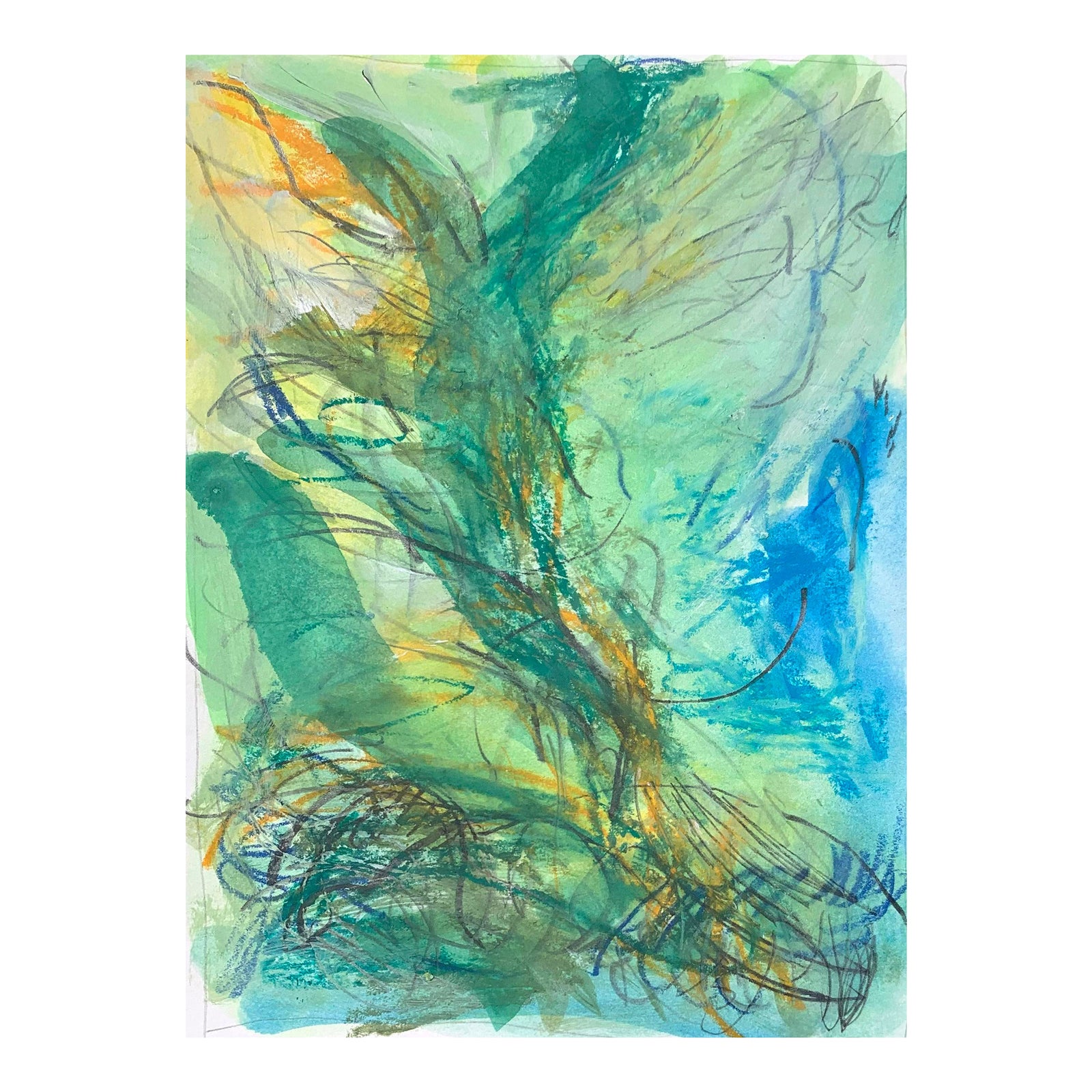 Green - Acrylic Sketch on Paper, Color Symphony | Chairish