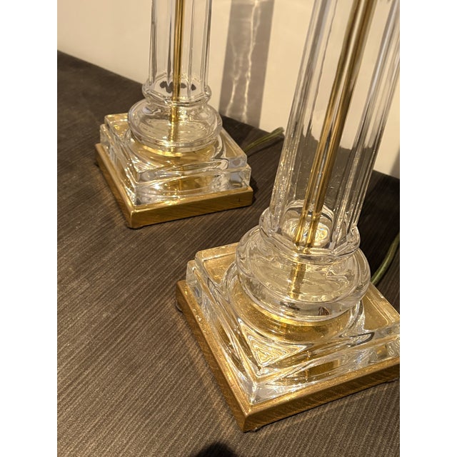 Mid Twentieth Century Glass Column Table Lamps, a Pair | Chairish