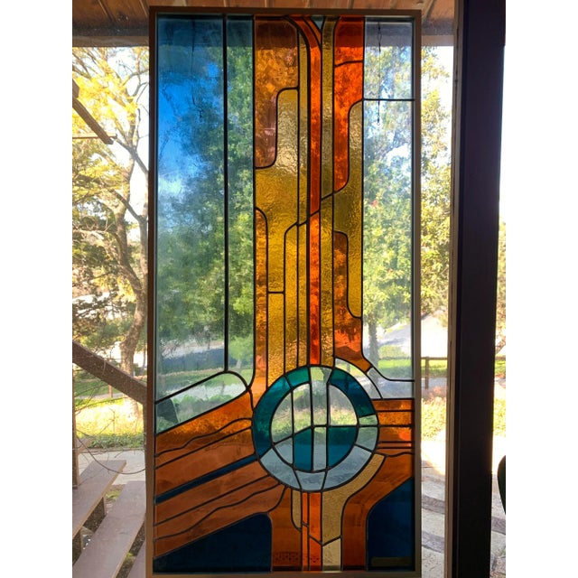 Vintage Modernist Outrageous Artist Made Stained Glass Hanging Panel ...