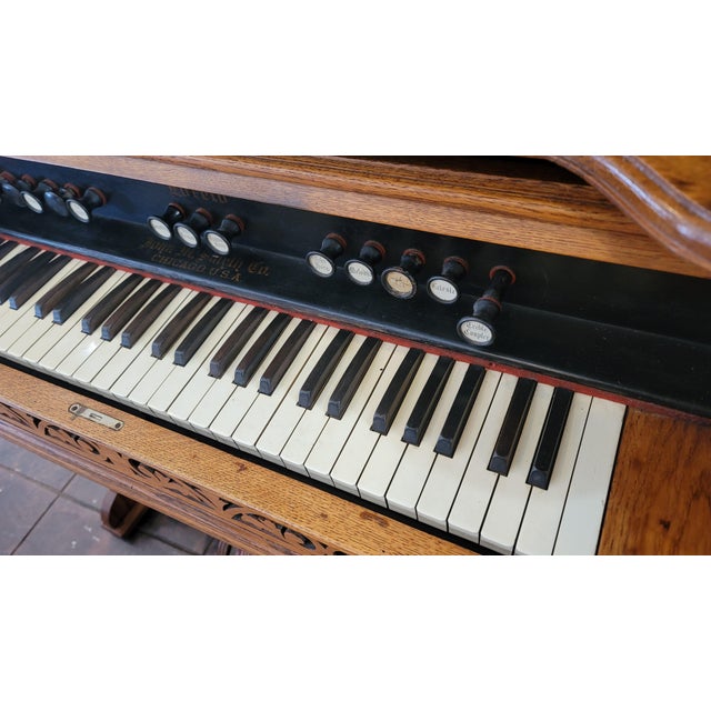 Antique Victorian Oak Pump Organ With Mirror | Chairish