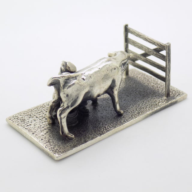 Vintage Italian Handmade Genuine Solid Sterling Silver Farmer & Cow ...