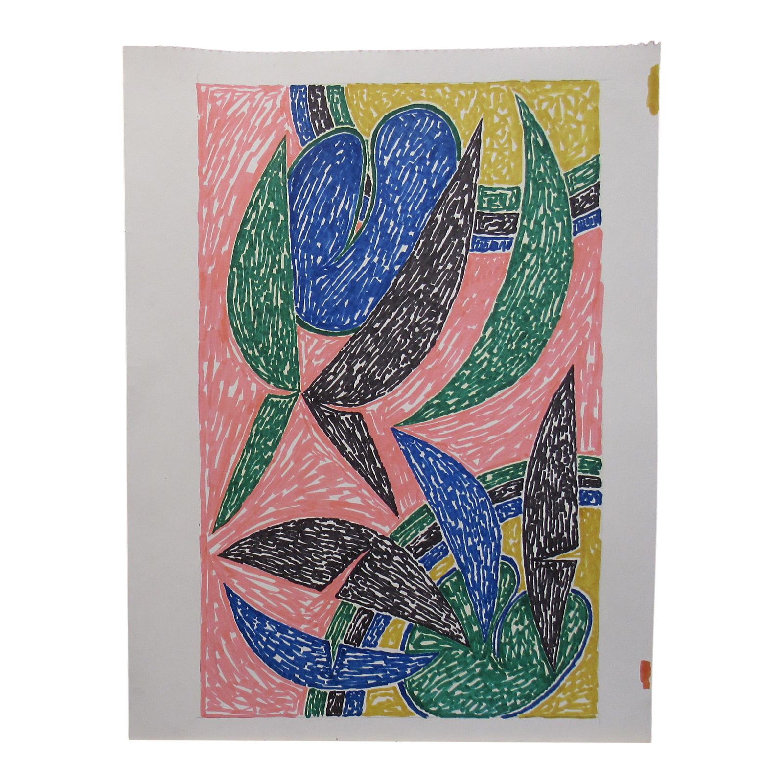 Mid 20th Century Geometric Abstract Marker Drawing by Achillo Sullo ...