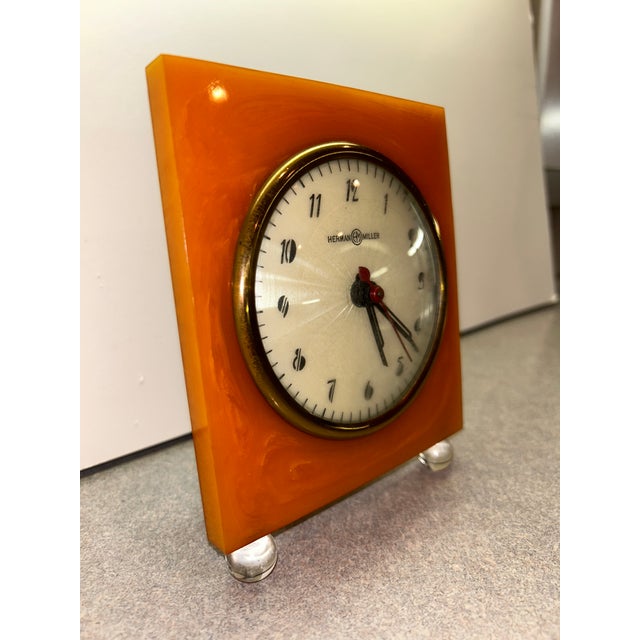 Gilbert Rohde for Herman Miller Alarm Desk Clock Orange Bakelite, 1930 ...