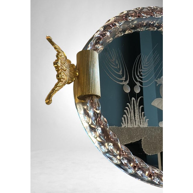 Late 20th Century Murano Venier Glassworks Hand-Engraved Mirrored ...