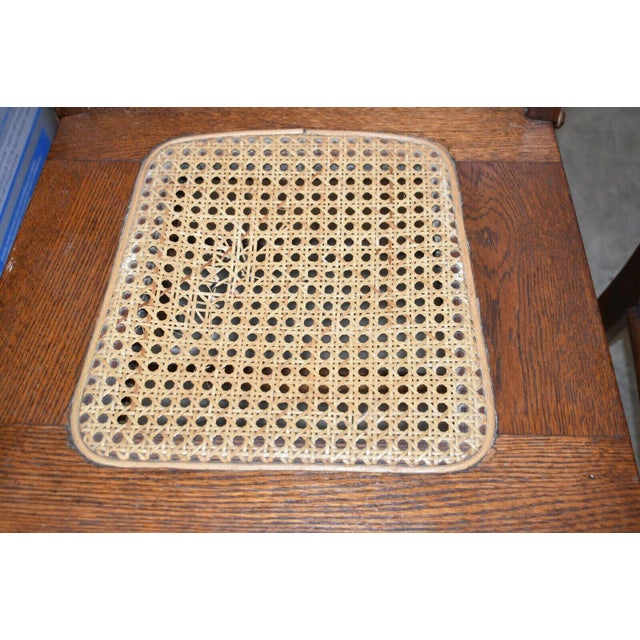 Vintage Mid Century Oak Pressback Cain Chairs - Set of 5 | Chairish