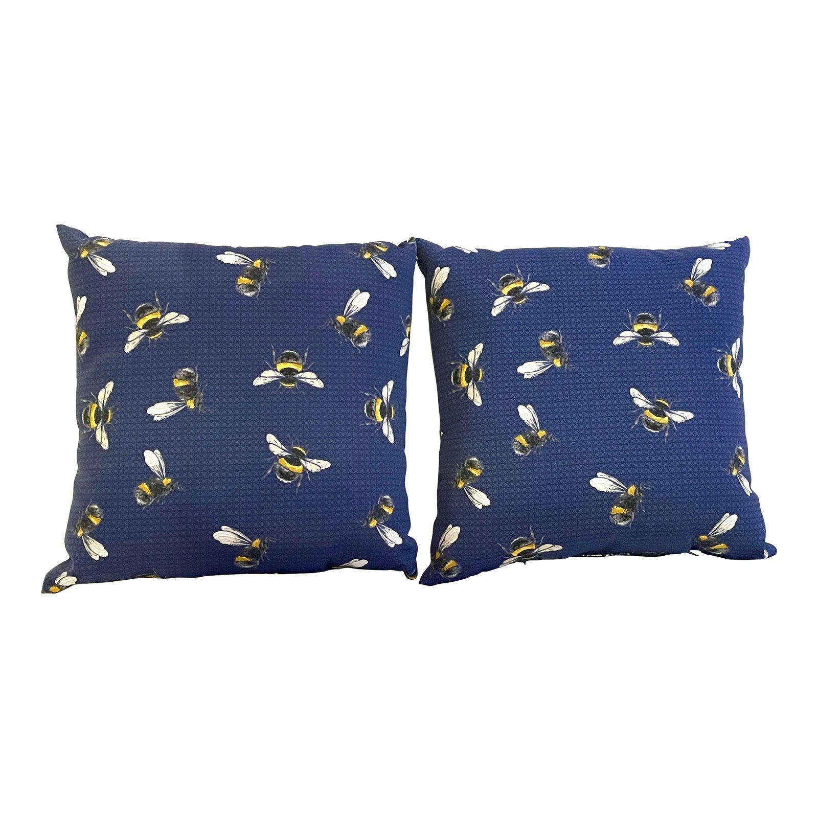 Navy Blue Bumble Bee Pillows Set of 2 | Chairish