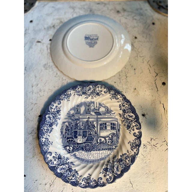1980s Johnson Brothers Blue Coaching Scenes Salad Plates- Set of 2 ...