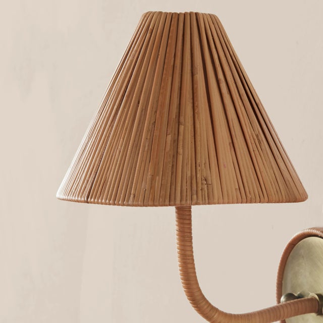 French Inspired Delphine Rattan Sconce | Chairish