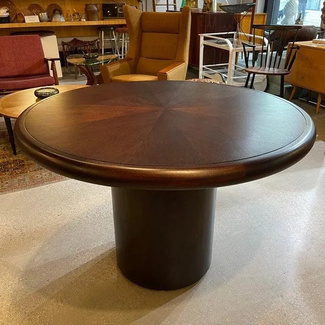 1960s Round Bookmatched Rosewood Pedestal Dining Table by Edward ...