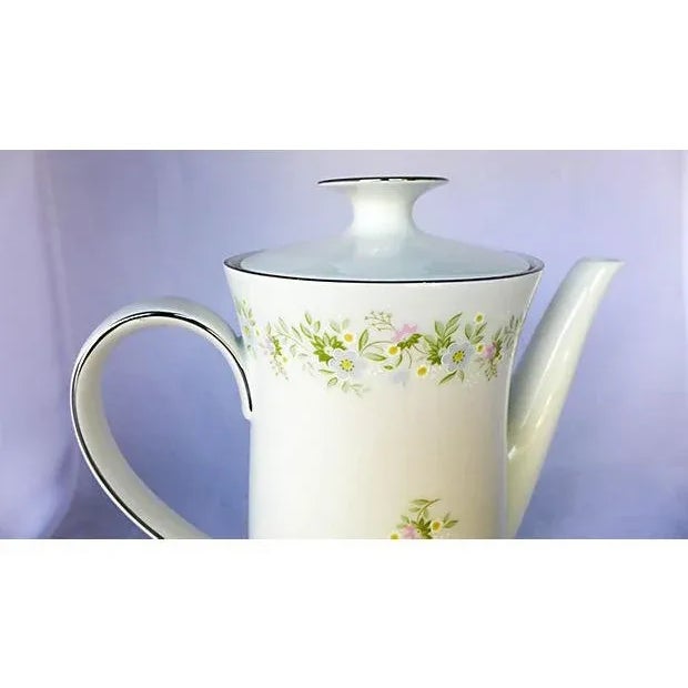 Mid-Century Modern Porcelain Floral Coffee Pot | Chairish