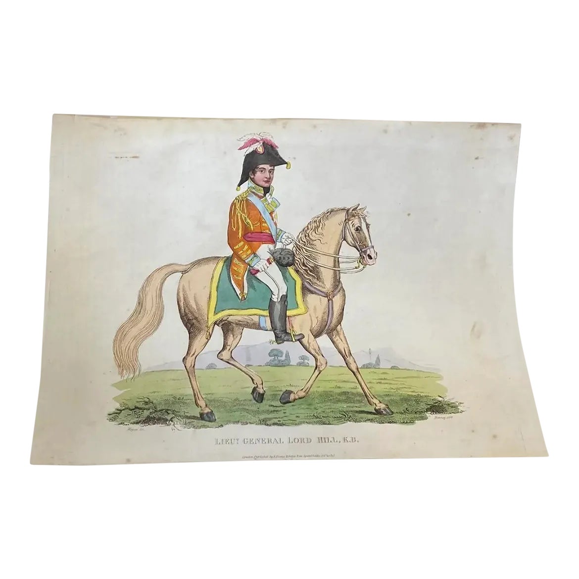 Napoleonic Wars “Lieutenant General Lord Hill” Hand Colored Engraving C ...
