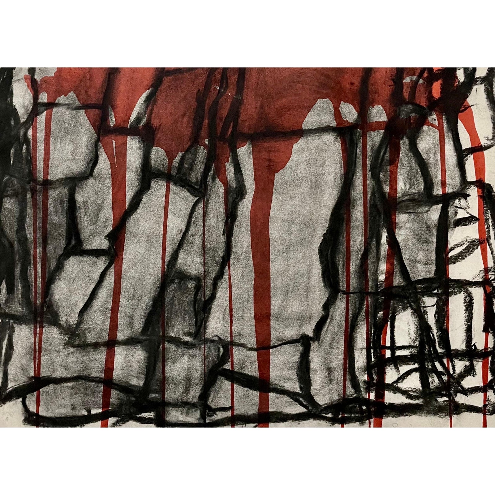 Late 20th Century Bold Graphic Abstract Expressionist Mixed Media ...