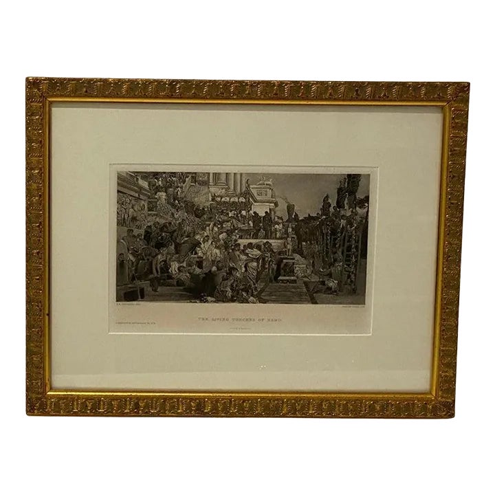1878 Gravure Print "The Living Torches of Nero" | Chairish