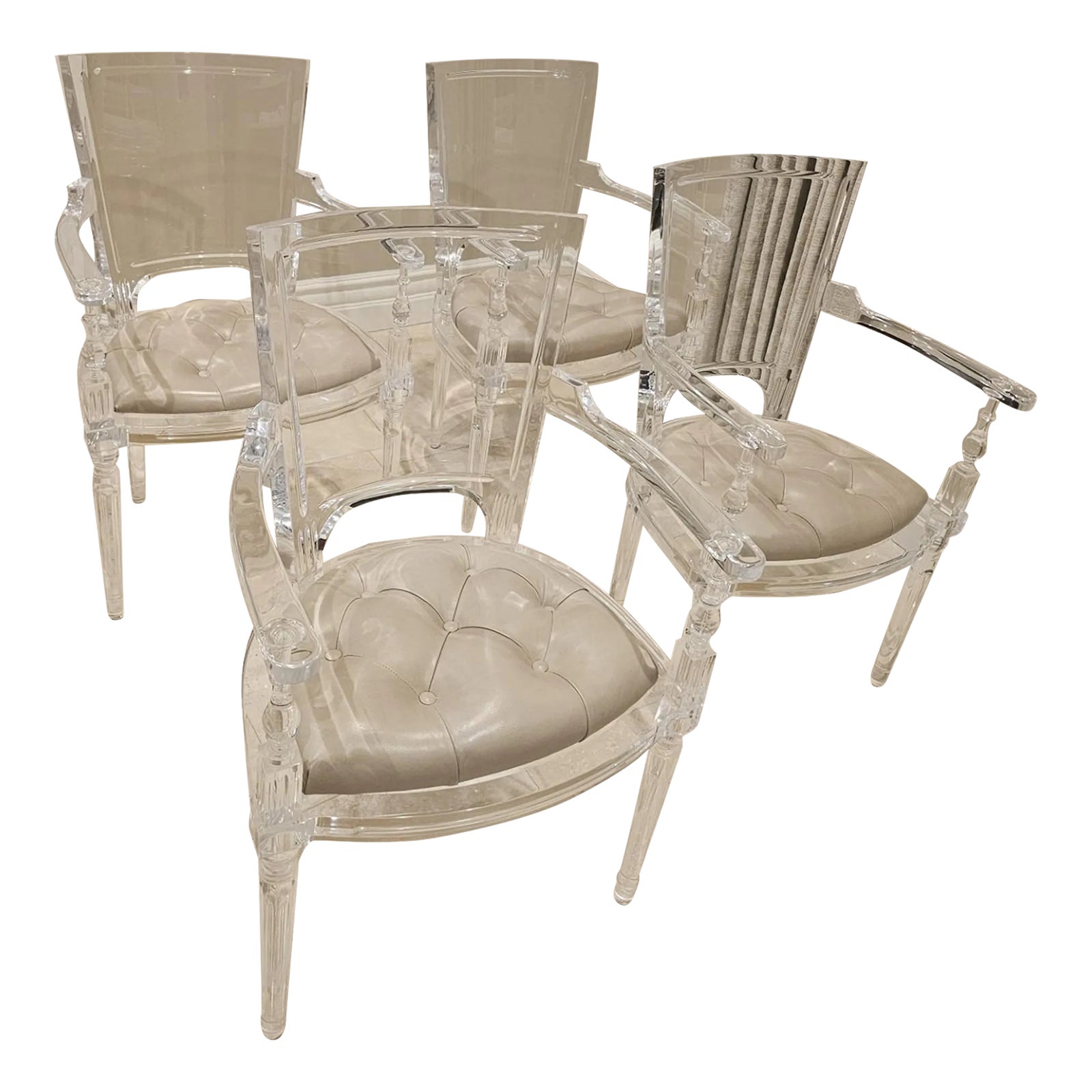 Global Views Marilyn Acrylic Arm Chair - Set of 4 | Chairish