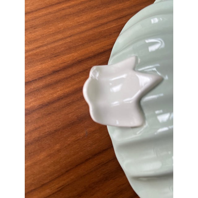 1960s Vintage Spode Fortuna Footed Dish in Minty Sage and Ivory | Chairish