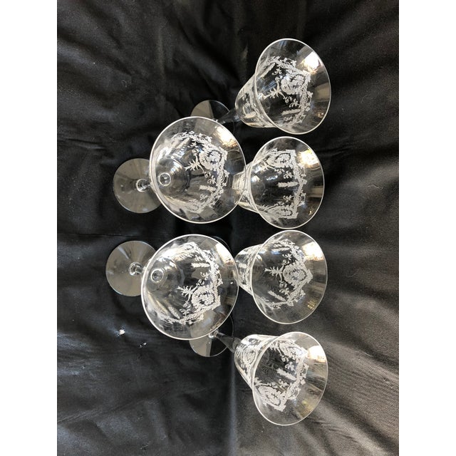 Vintage Clear Etched Floral Design Wine Glasses Chairish