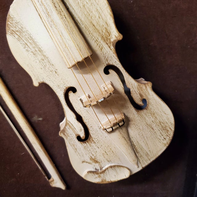 Vintage Wooden Violin Sculpture Mounted in Gold Frame | Chairish