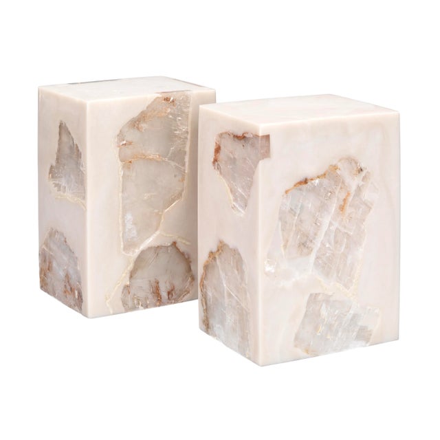 Slab Bookends in Cream Mica - Set of 2 | Chairish