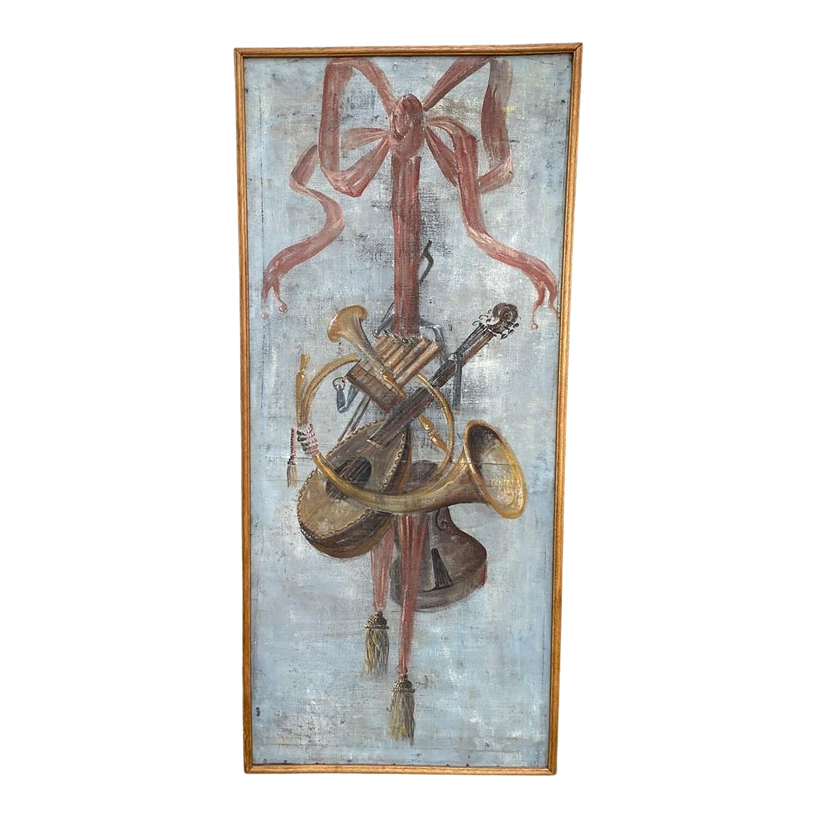 18th Century Italian Trompe L'Oeil Painting On Canvas Of Musical ...