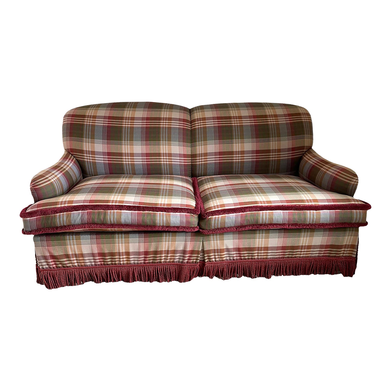 George Smith Bespoke Customer Sleeper With Mulberry Wool Plaid | Chairish