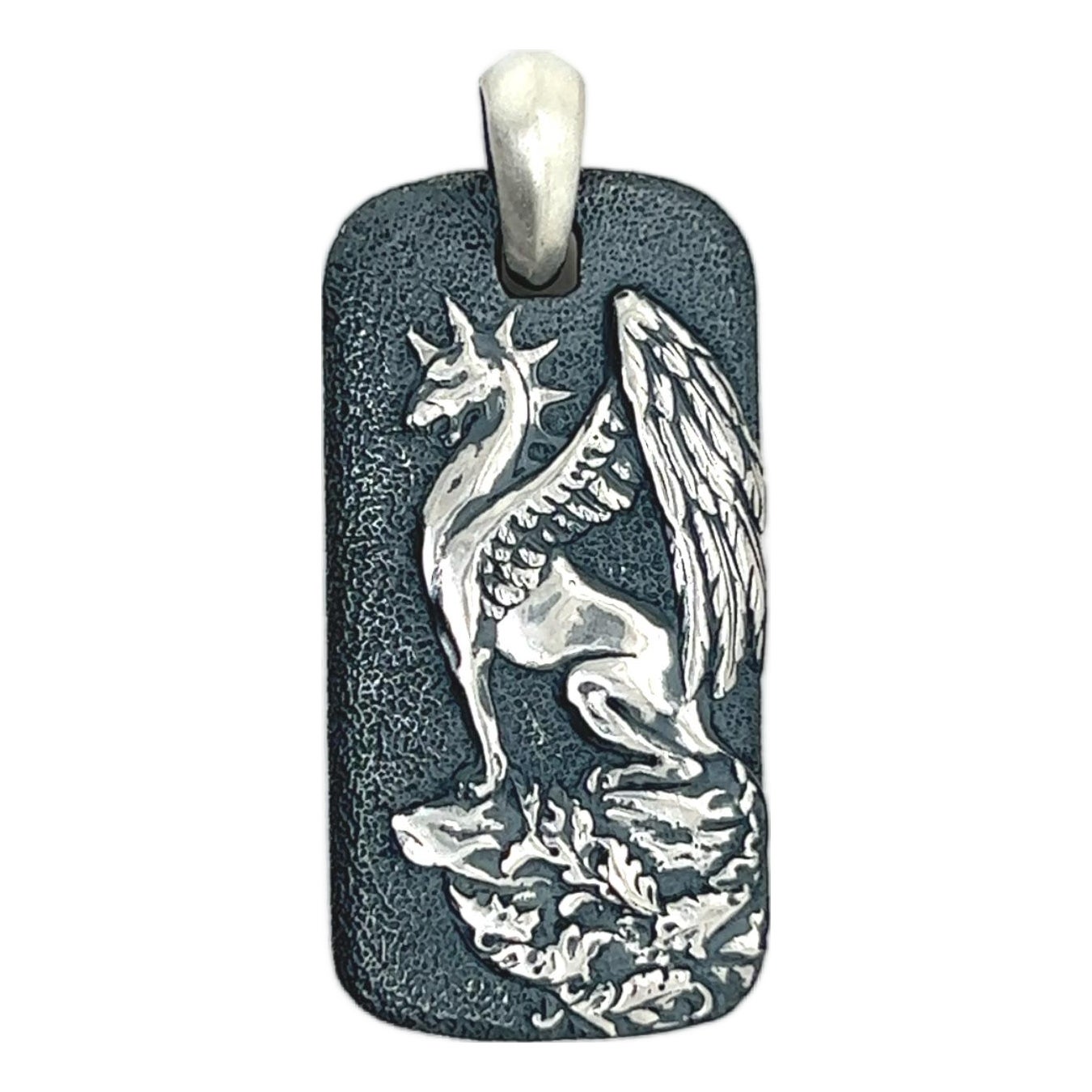 1990s David Yurman Estate Griffen Dog Tag Sterling Silver | Chairish