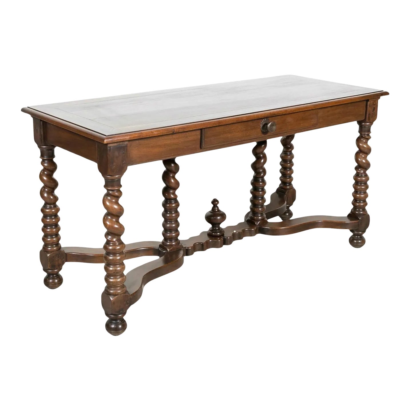 19th Century French Louis XIII Style Walnut Barley Twist Console Table ...