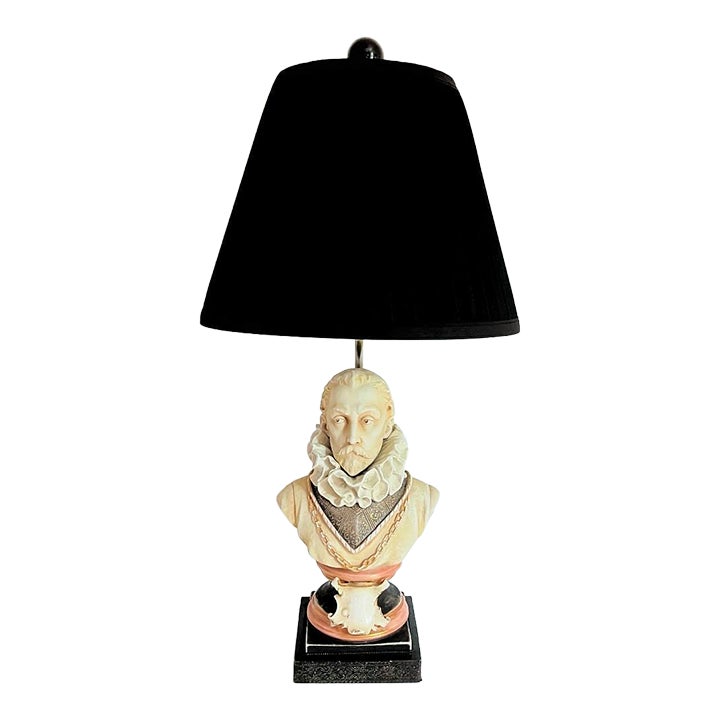 Italian Bust Lamp & Shade, 1950s | Chairish