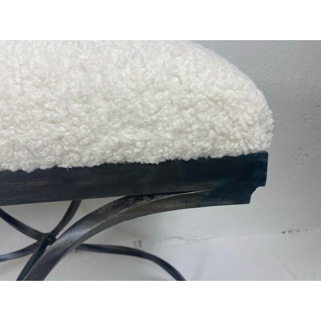 Late 20th Century Hand Wrought Iron Upholstered Bench | Chairish