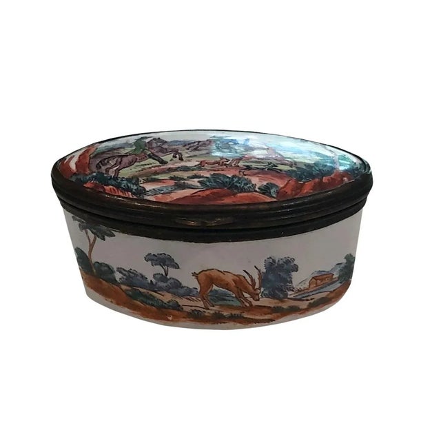 Antique Battersea Box Depicting a Hunting Scene | Chairish