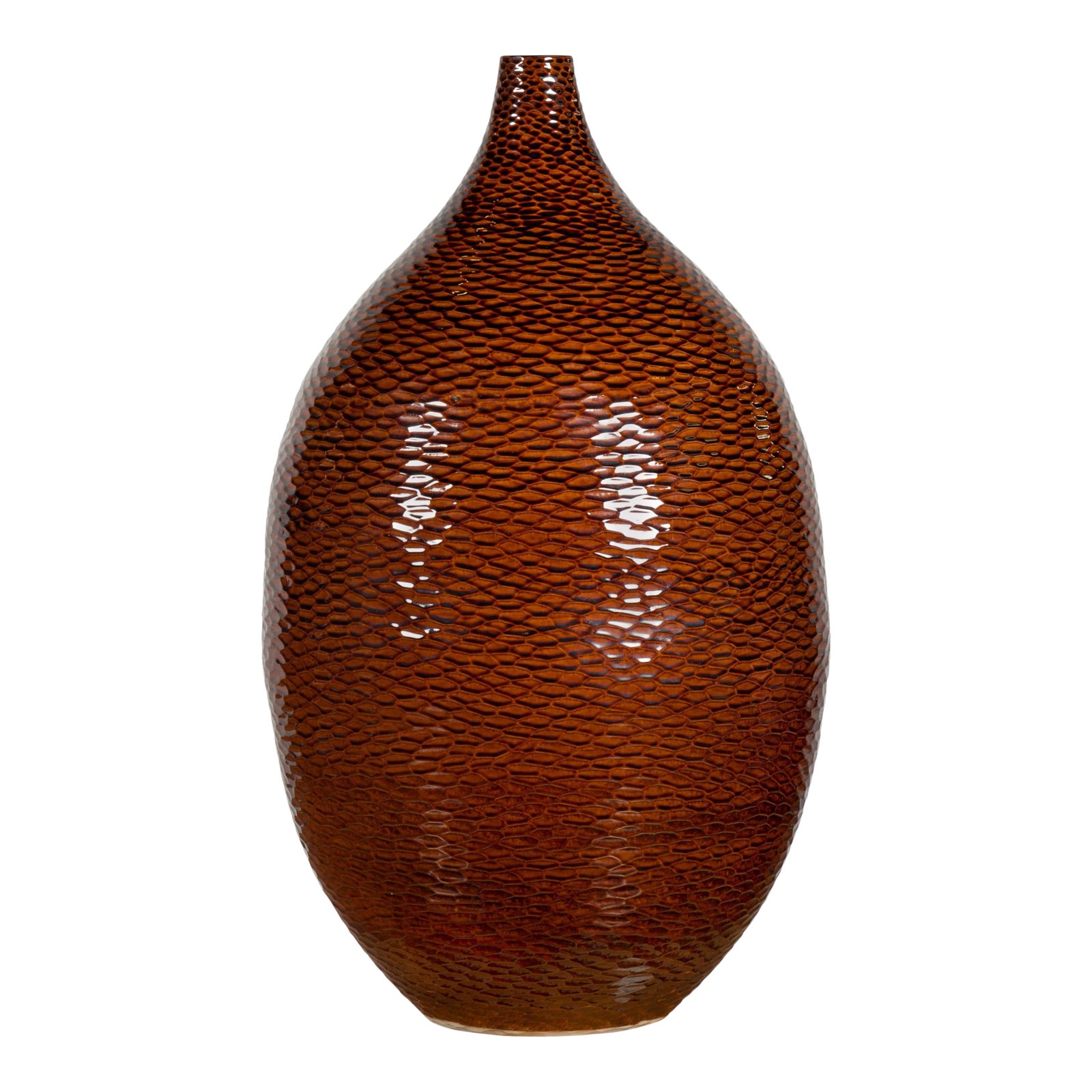 Thai Chiang Mai Brown Textured Teardrop Shaped Vase from the Prem ...