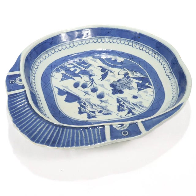 Antique Blue & White Canton Pattern Chinese Export Porcelain Shrimp ...