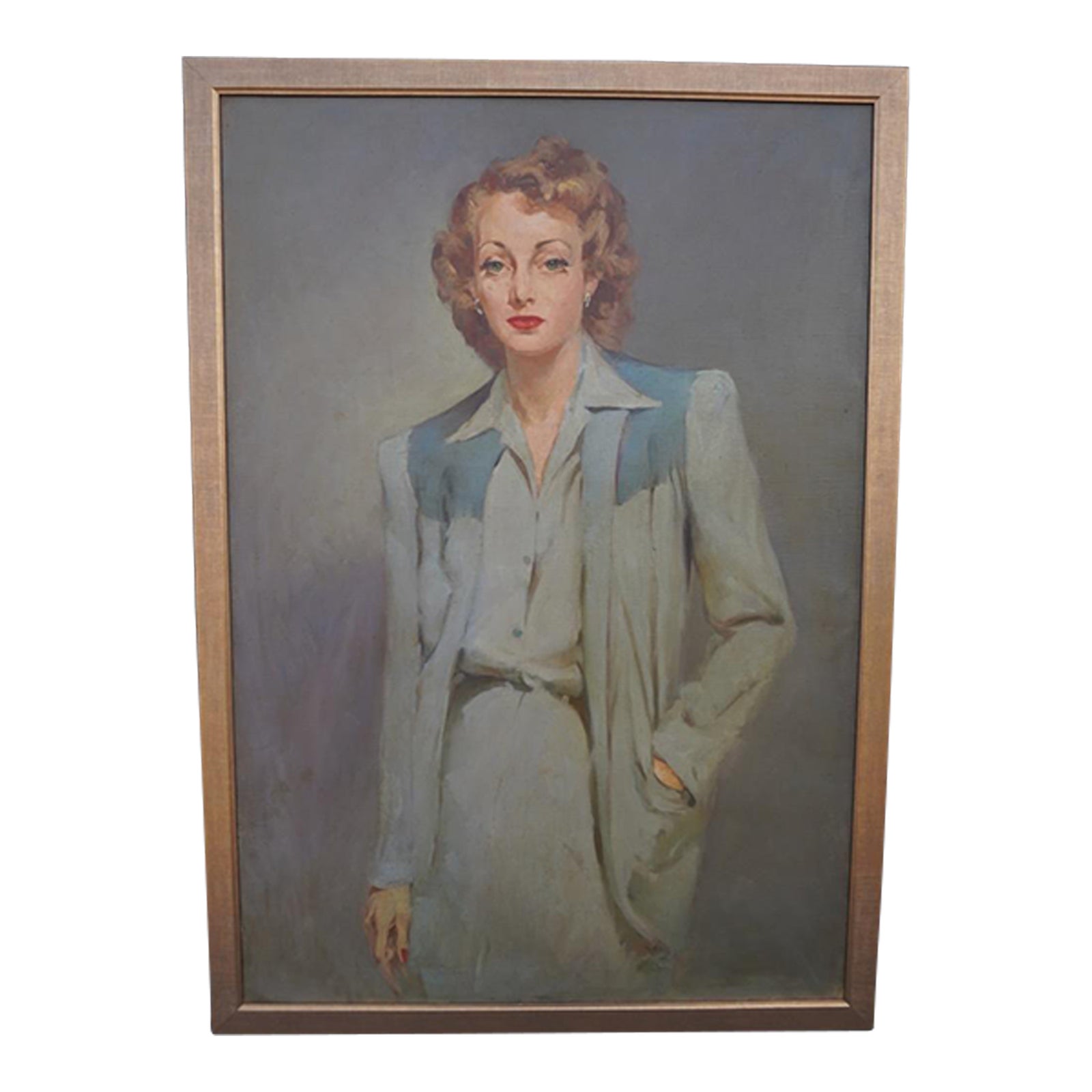 Julian Ritter -Portrait of Joan Cohn Harvey Circa 1947, Framed | Chairish
