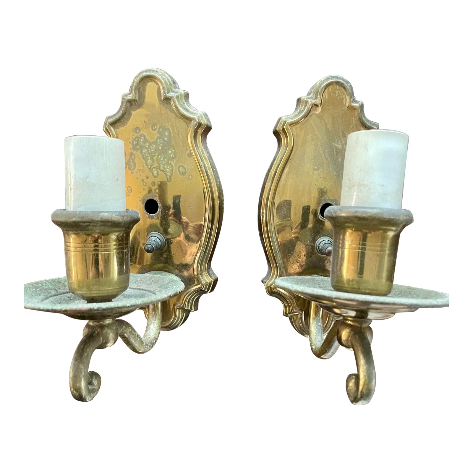1930's Brass Electric Wall Sconces - a Pair | Chairish