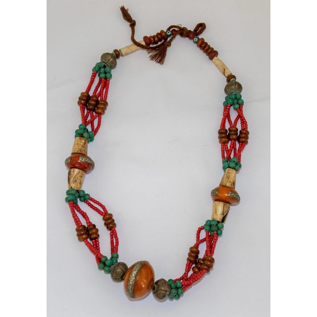 Vintage Moroccan Amber Resin Berber Wedding Necklace Wall Decor | Chairish