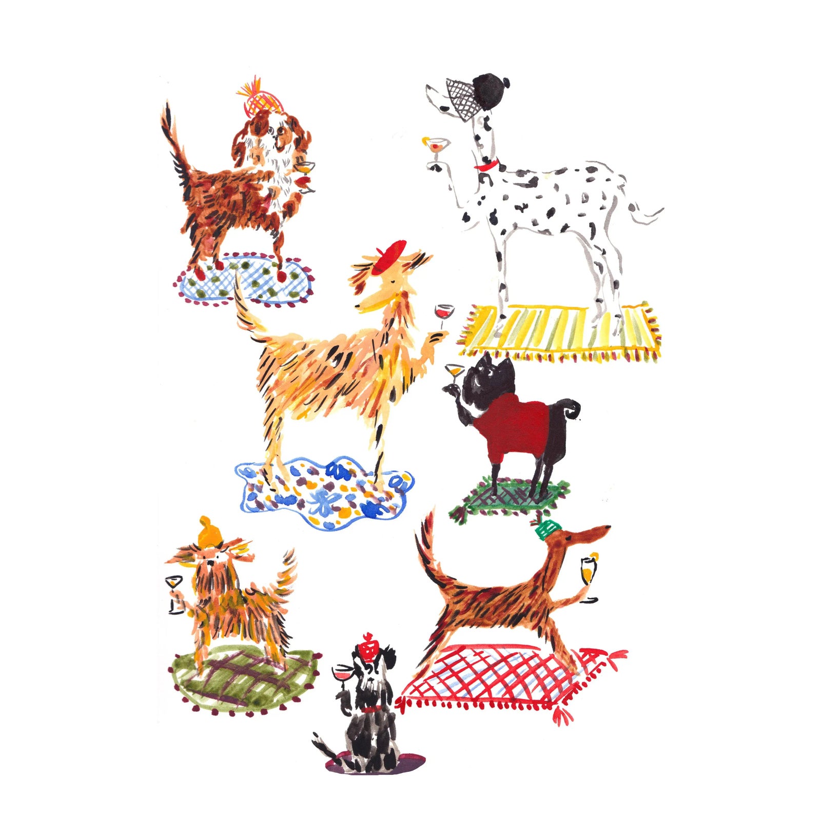 "Booze Hounds 3" Contemporary Original Whimsical Figurative Print by ...