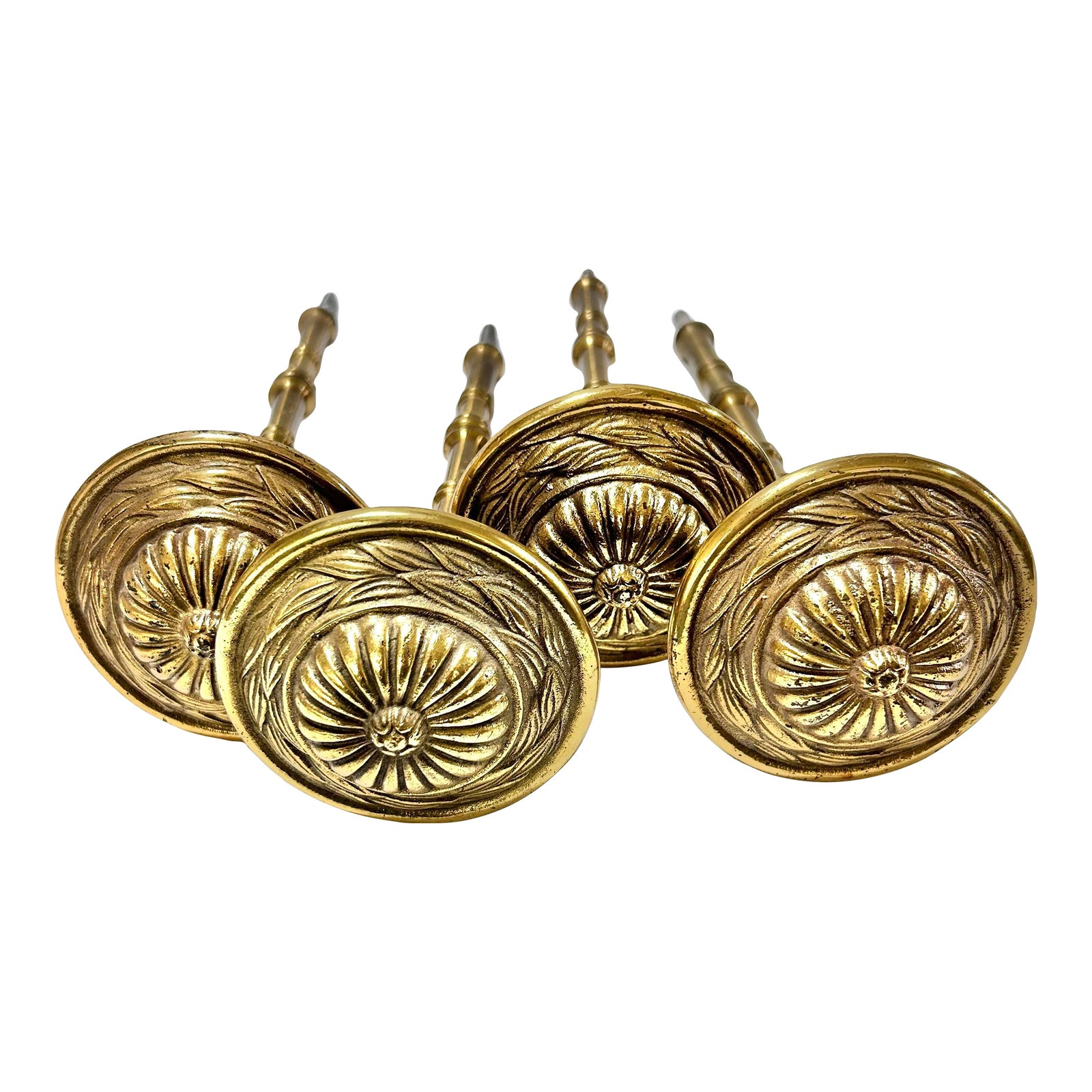 Vintage Solid Brass Curtain Tie Back Rosettes - Set of 4 | Chairish