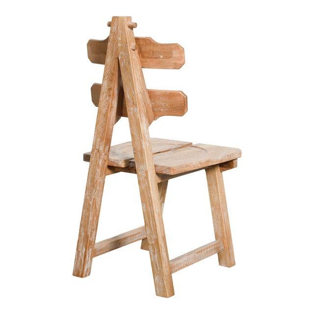 Early 20th Century Vintage Wood Chair With Angled Legs | Chairish