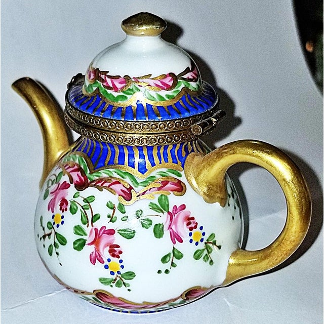 1950s French Limoges Hand Painted Teapot Trinket Box | Chairish