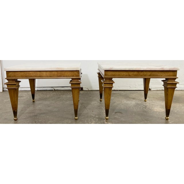 Vintage MCM Weiman Marble Top Tables, a Pair | Chairish