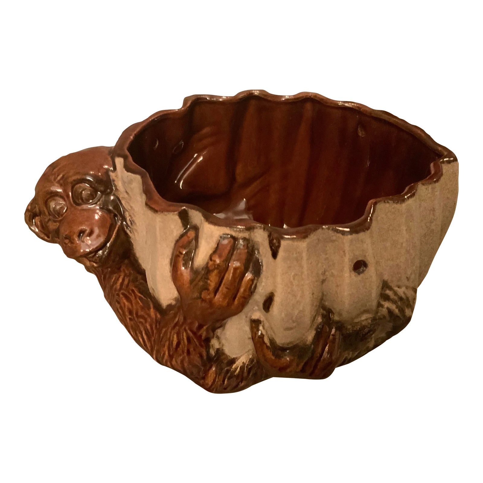 1970s Porcelain Monkey Hanging Cachepot /Planter | Chairish