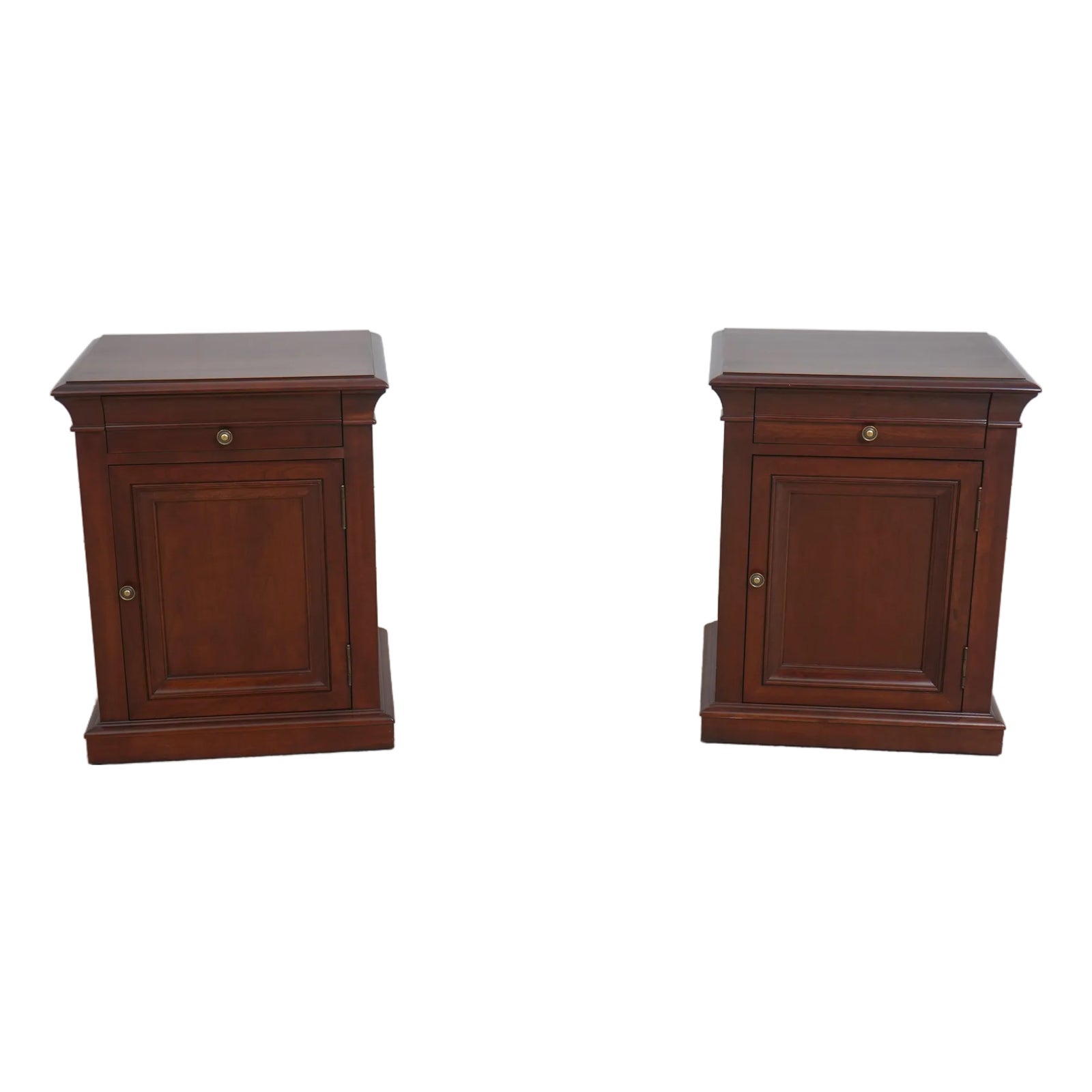 Pair Ethan Allen Empire Cherry Nightstands | Chairish