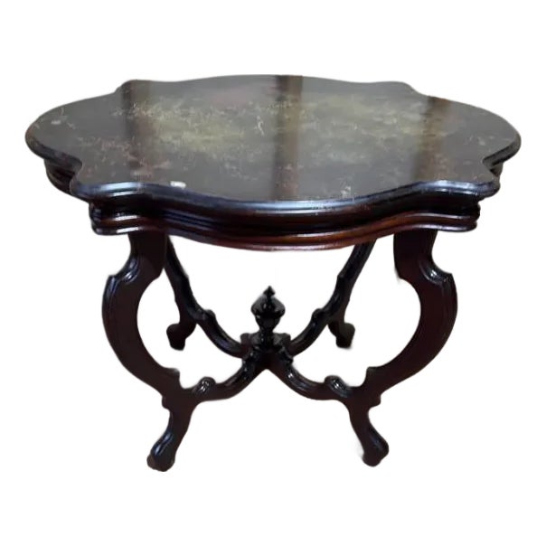 Antique Victorian Faux Marble Turtle Top Parlor Table | Chairish