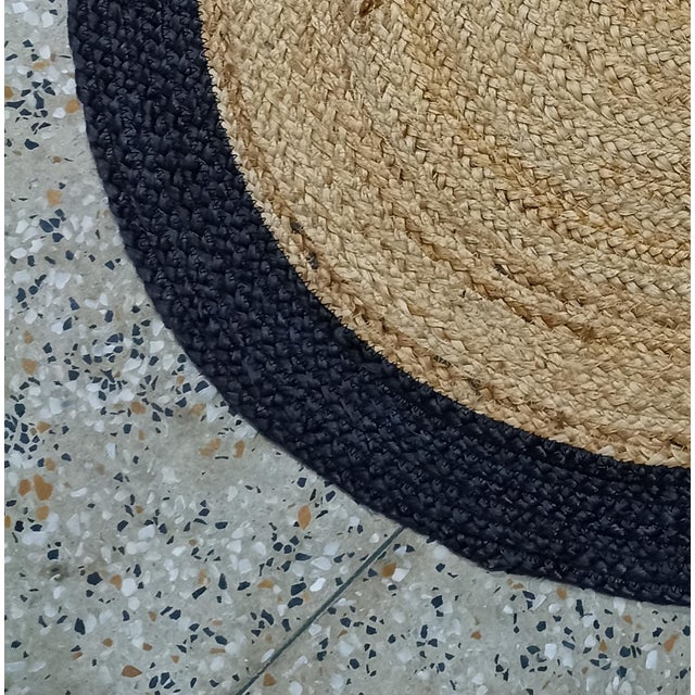 Handwoven Natural Jute Door Mat With Black Border | Chairish