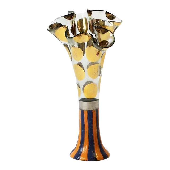 Mackenzie-Childs Art Glass Vase With Gold Polka Dots, Circa 1980s ...