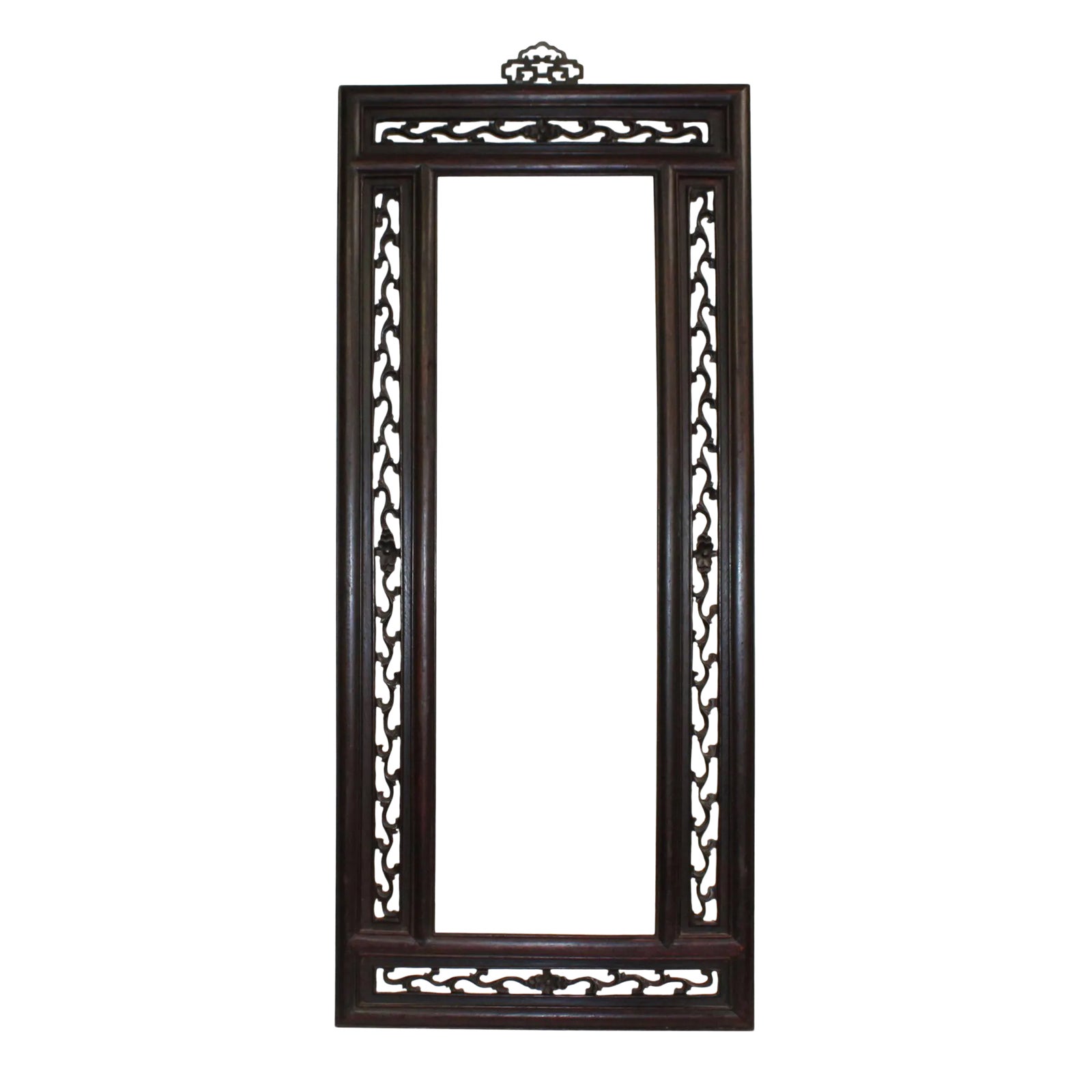 Wood Brown Scroll Motif Rim Rectangular Picture Painting Frame | Chairish