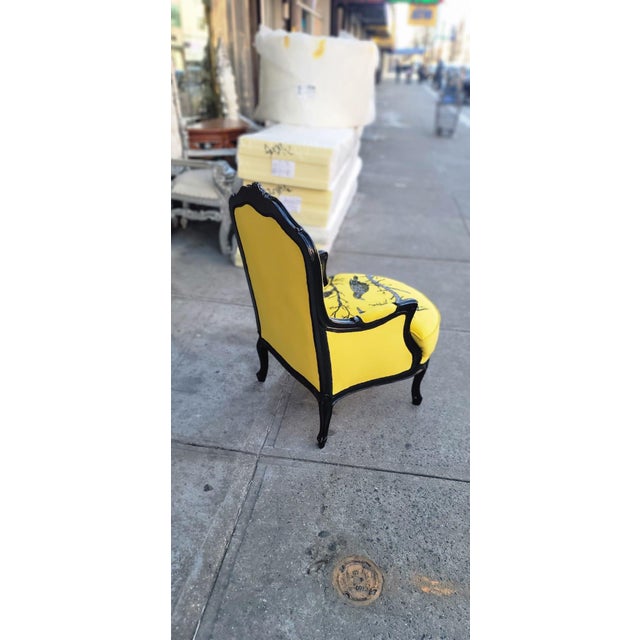 Gothic Raven Crow Yellow Velvet and Embroidery Armchair | Chairish