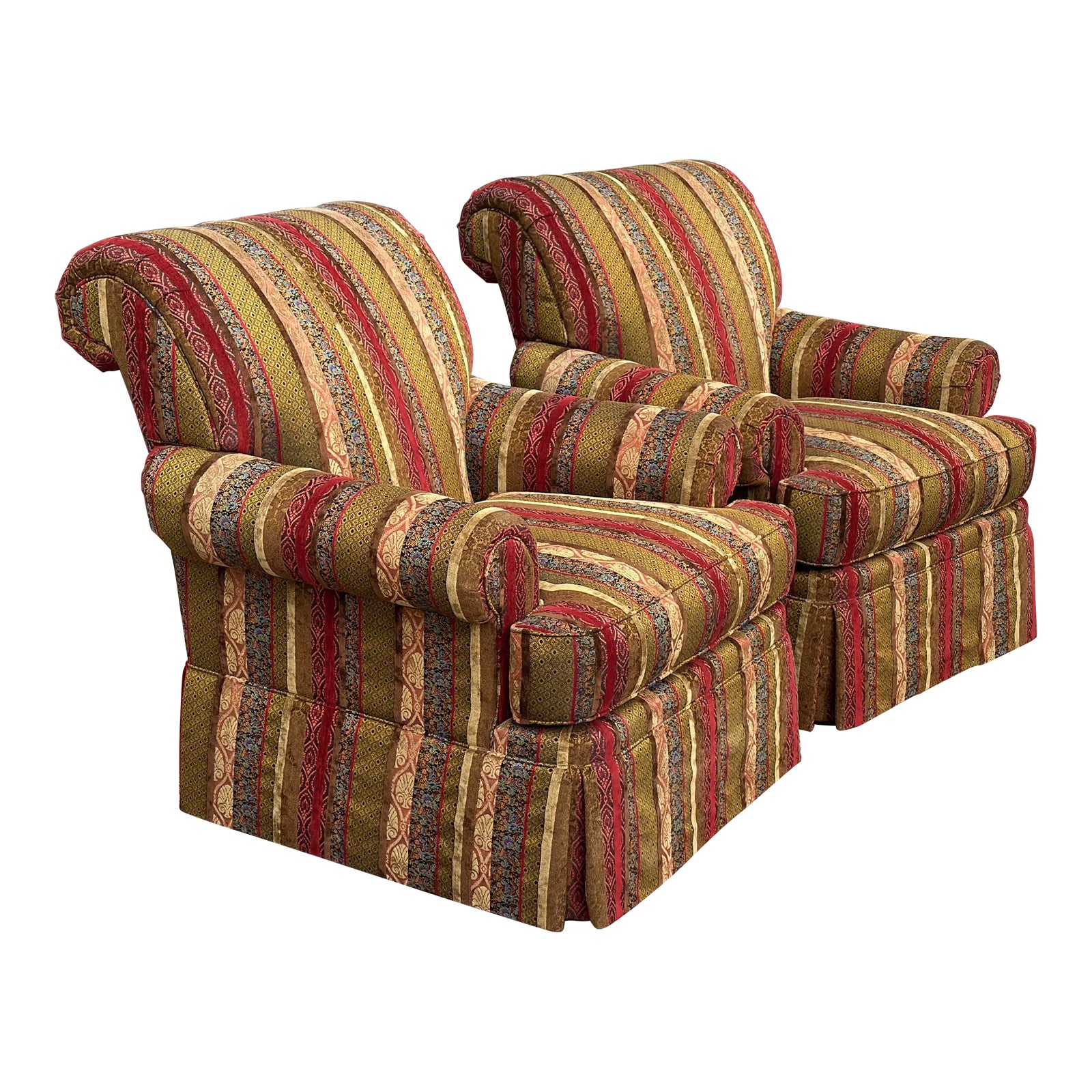 Henredon Striped Patchwork Alexander Lounge Chairs - a Pair | Chairish