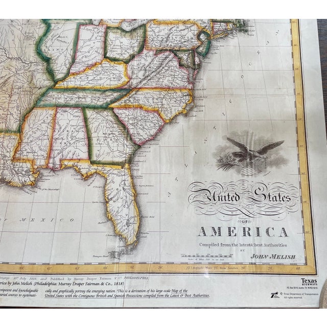 United States of America by John Melisa - 1818 - Reproduction Map by ...
