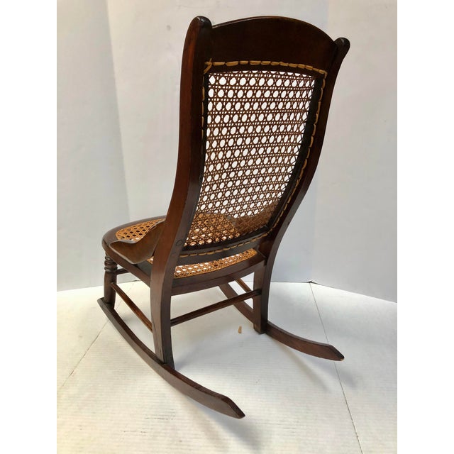 Vintage Mahogany Cane Back Child's Rocking Chair | Chairish