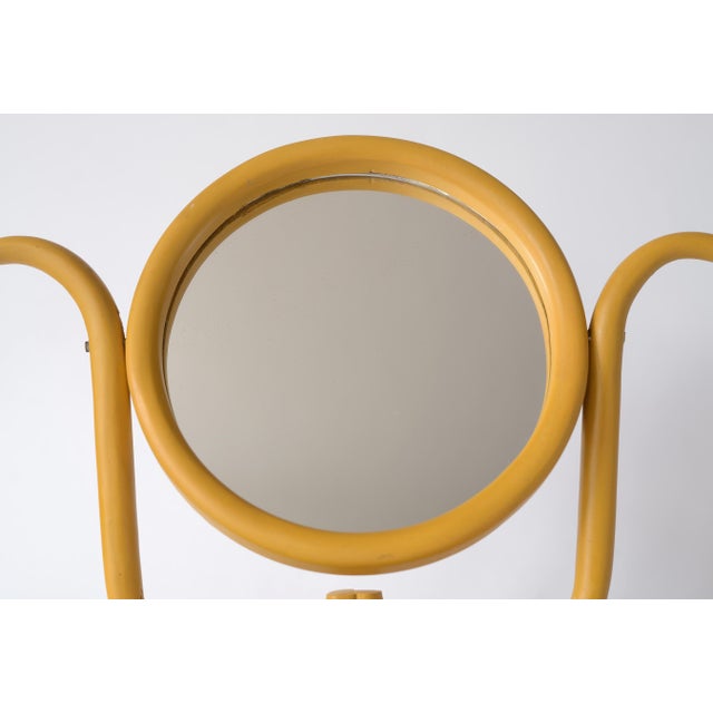 Vintage Italian Yellow Art Deco Boho Wooden Vanity Mirror | Chairish